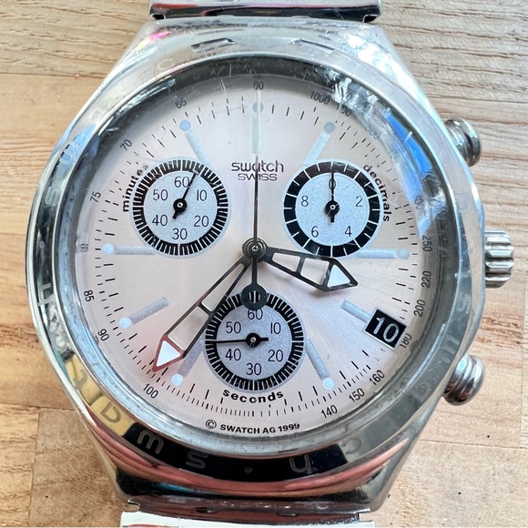 Swatch | Accessories | Vintage Swatch Irony Silver Tone Stainless Steel ...